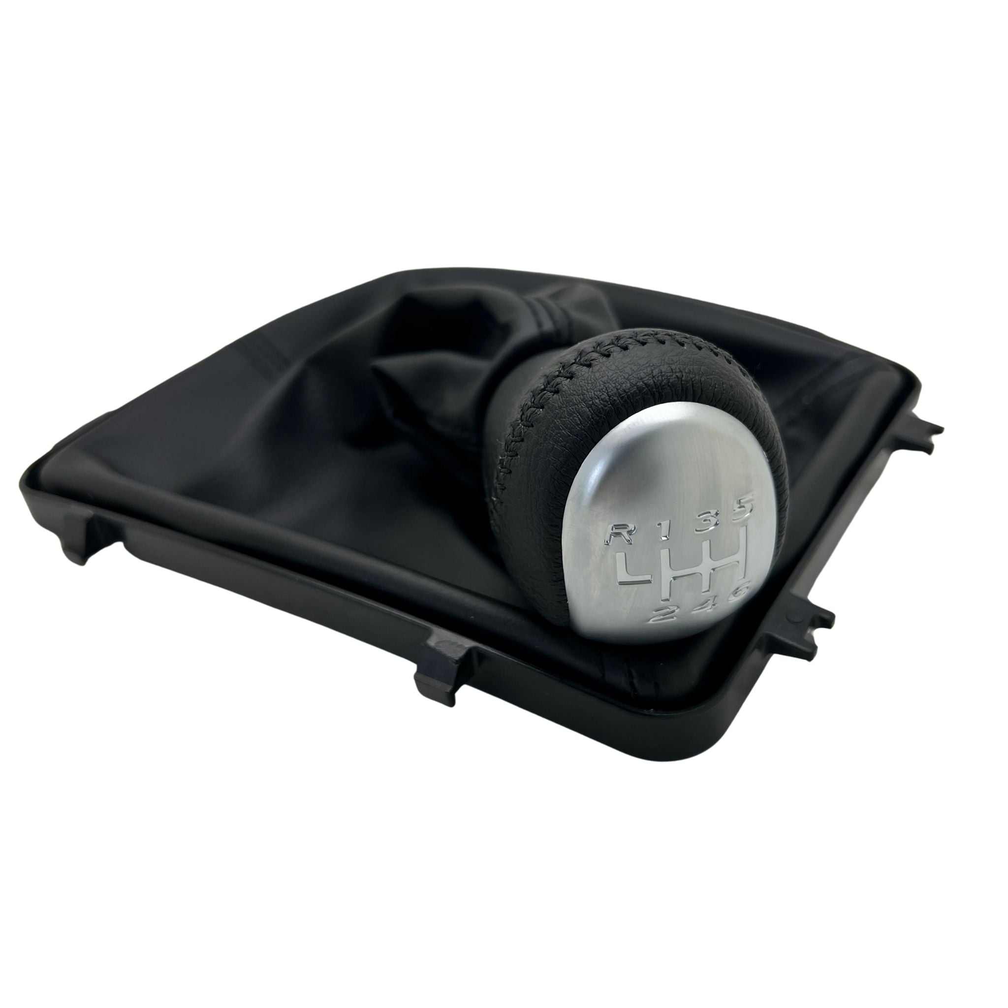 V6 Gear Knob & Boot Frame for VY VZ – Black Stitch- Silver Top ...